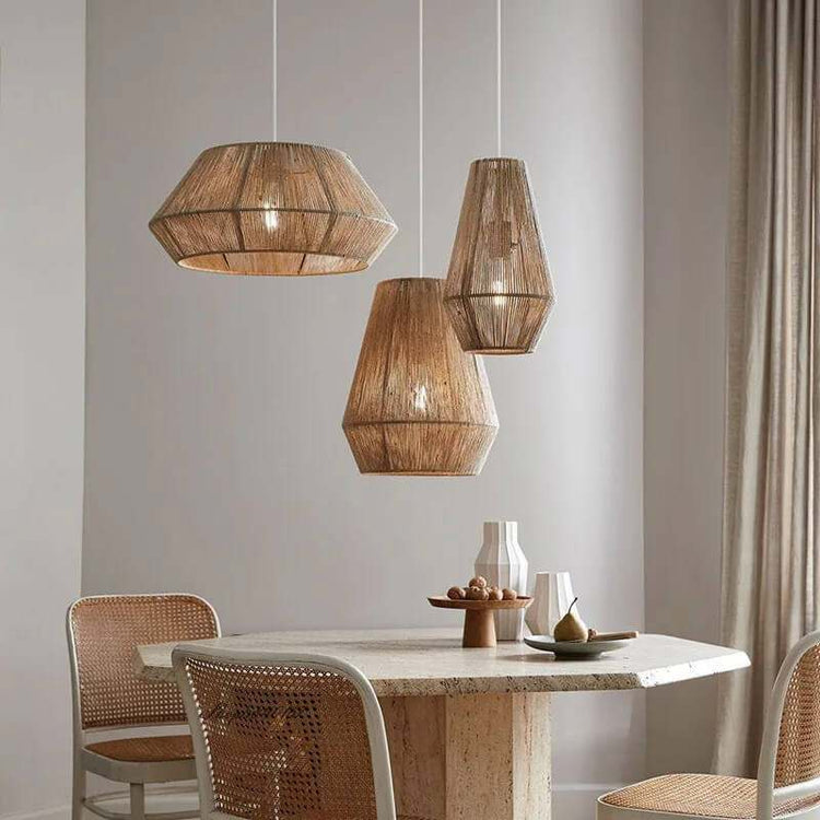 Hemp Rope Light Fixtures - Vintage Hand-woven Pendant Light ...