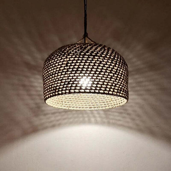 Hemp Rope Pendant Light - Vintage Wicker Lamp - Handmade Fixture ...