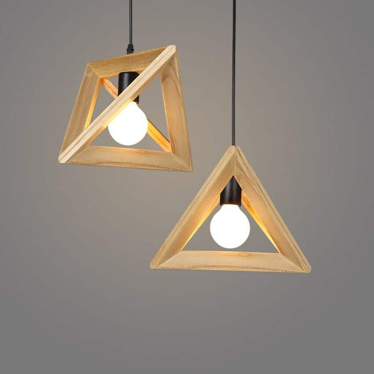 Solid Wooden Light Fixture - Triangle Wooden Lamp for a Cozy & Rustic ...