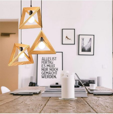 Solid Wooden Light Fixture - Triangle Wooden Lamp for a Cozy & Rustic ...