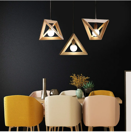 Solid Wooden Light Fixture - Triangle Wooden Lamp for a Cozy & Rustic ...