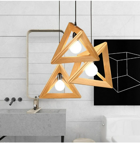 Solid Wooden Light Fixture - Triangle Wooden Lamp for a Cozy & Rustic ...